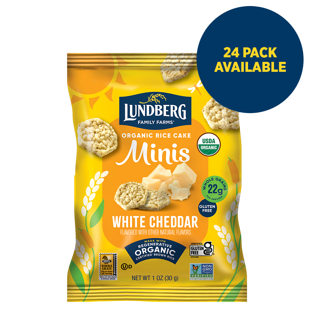 Organic Rice Cake Minis - White Cheddar - Products | Lundberg Family Farms